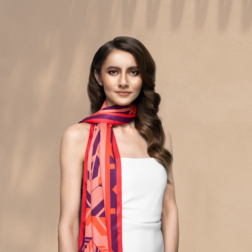 Lotus Stem Long Scarves/ Stoles – WARAQ INDIA