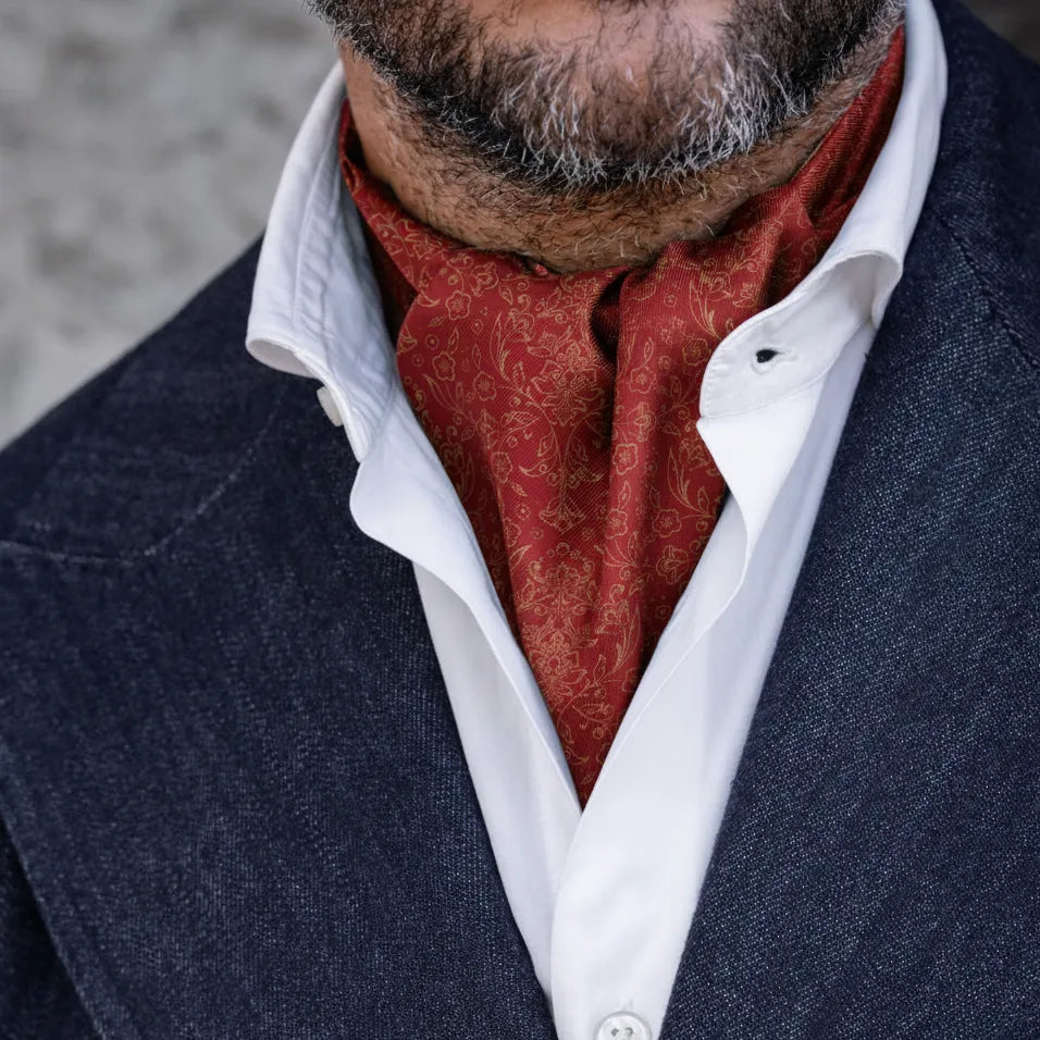 Baroque Cravat- Crimson – WARAQ INDIA